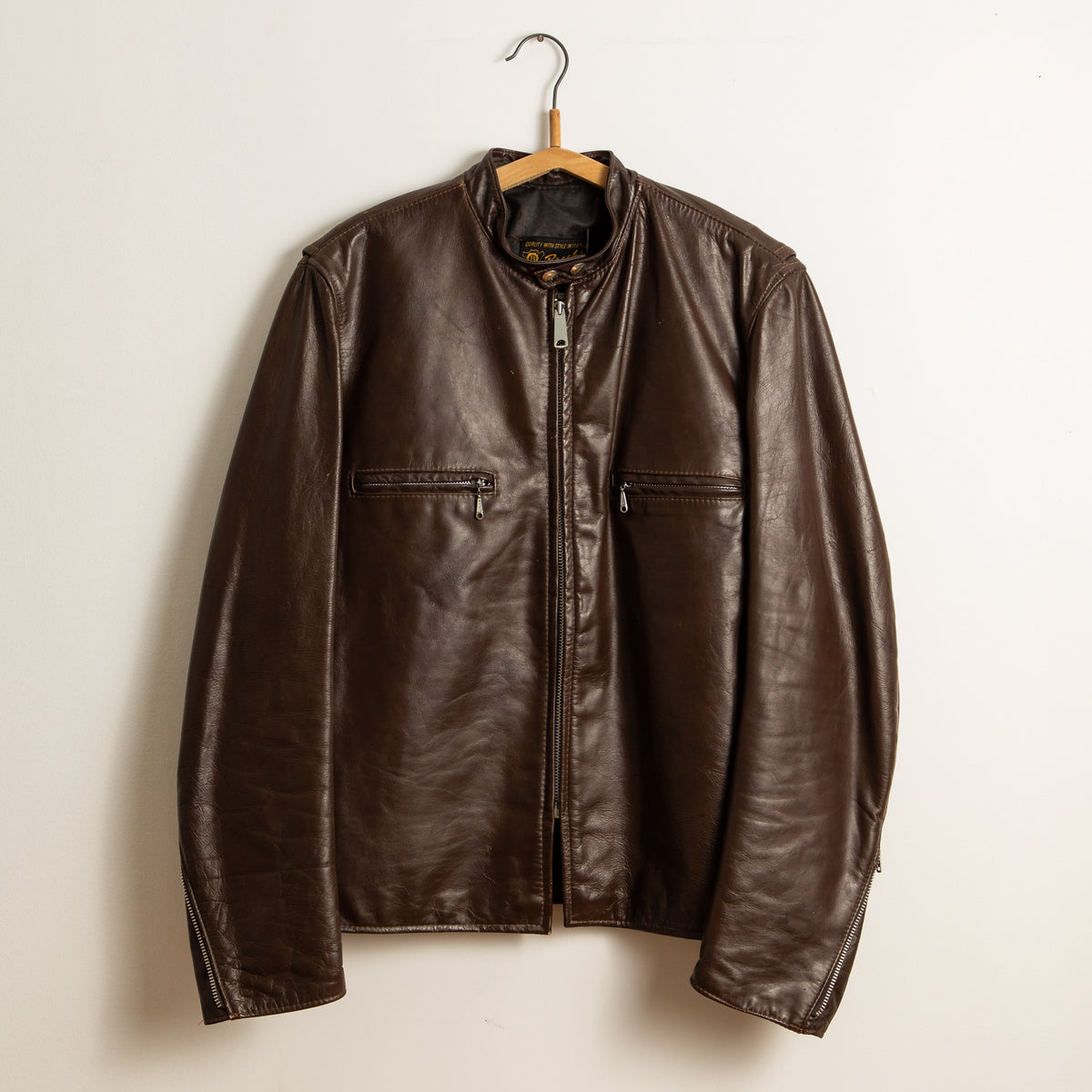 Vintage 60’s Brooks Gold Label Cafe Racer Leather Motorcycle Jacket ...